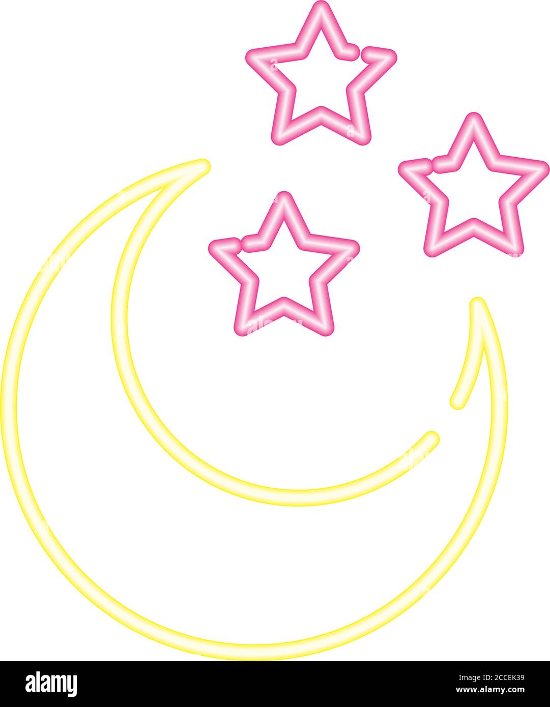 crescent moon and clouds neon style icon vector illustration design ...