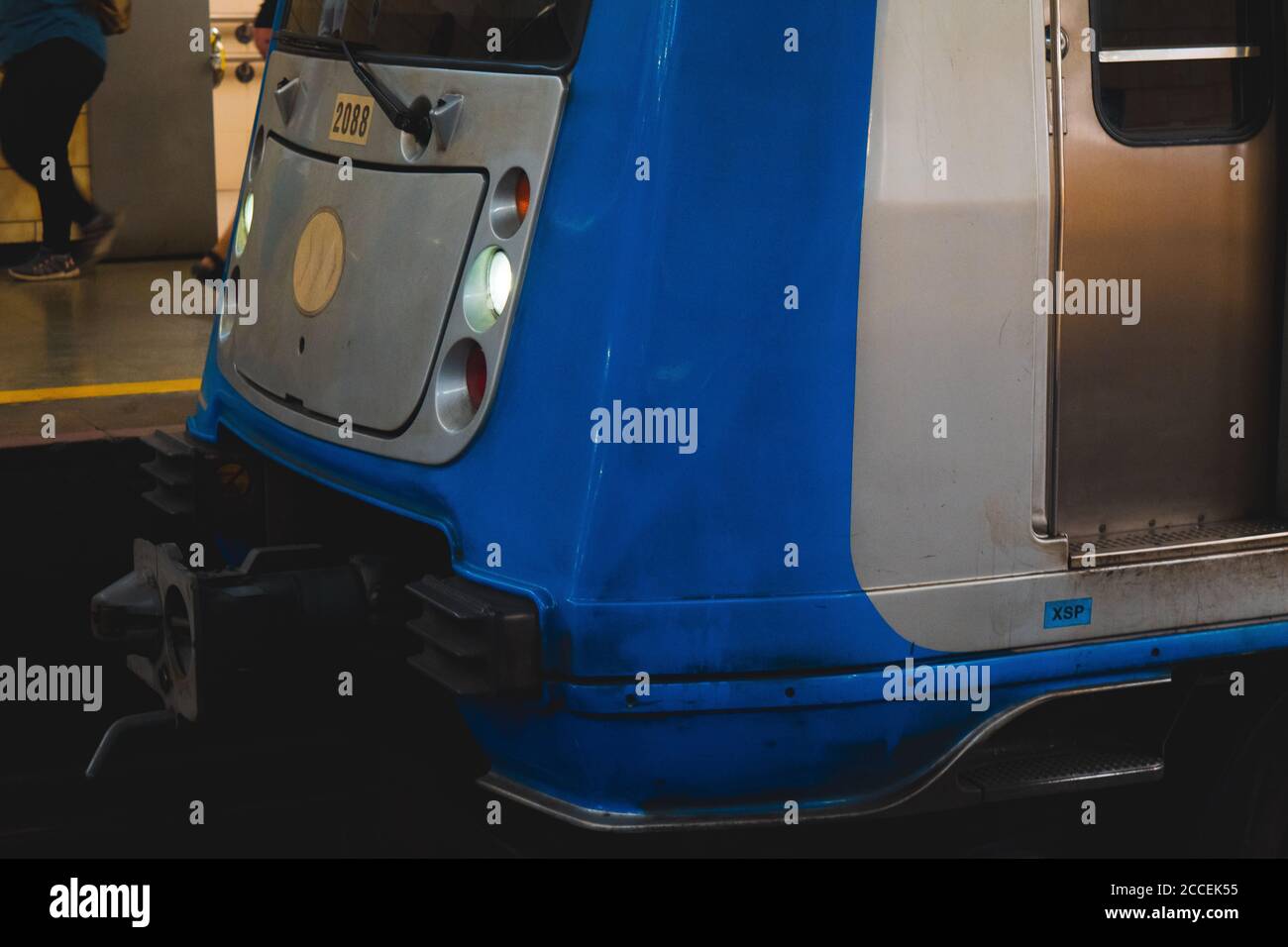 SANTIAGO, CHILE - FEBRUARY 2020: A Metro de Santiago train at Santa Ana ...