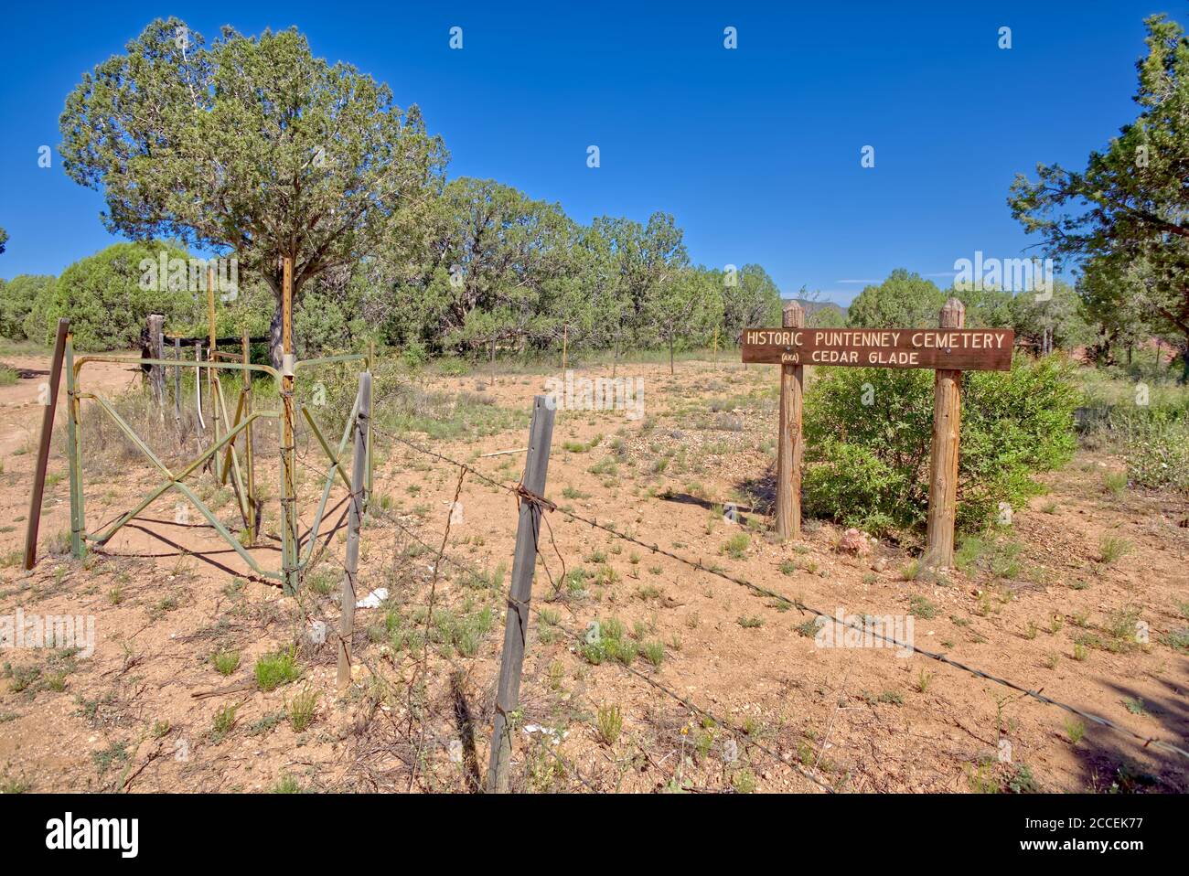 The entrance sign for the Historic Puntenney Cedar Glade Cemetery near ...