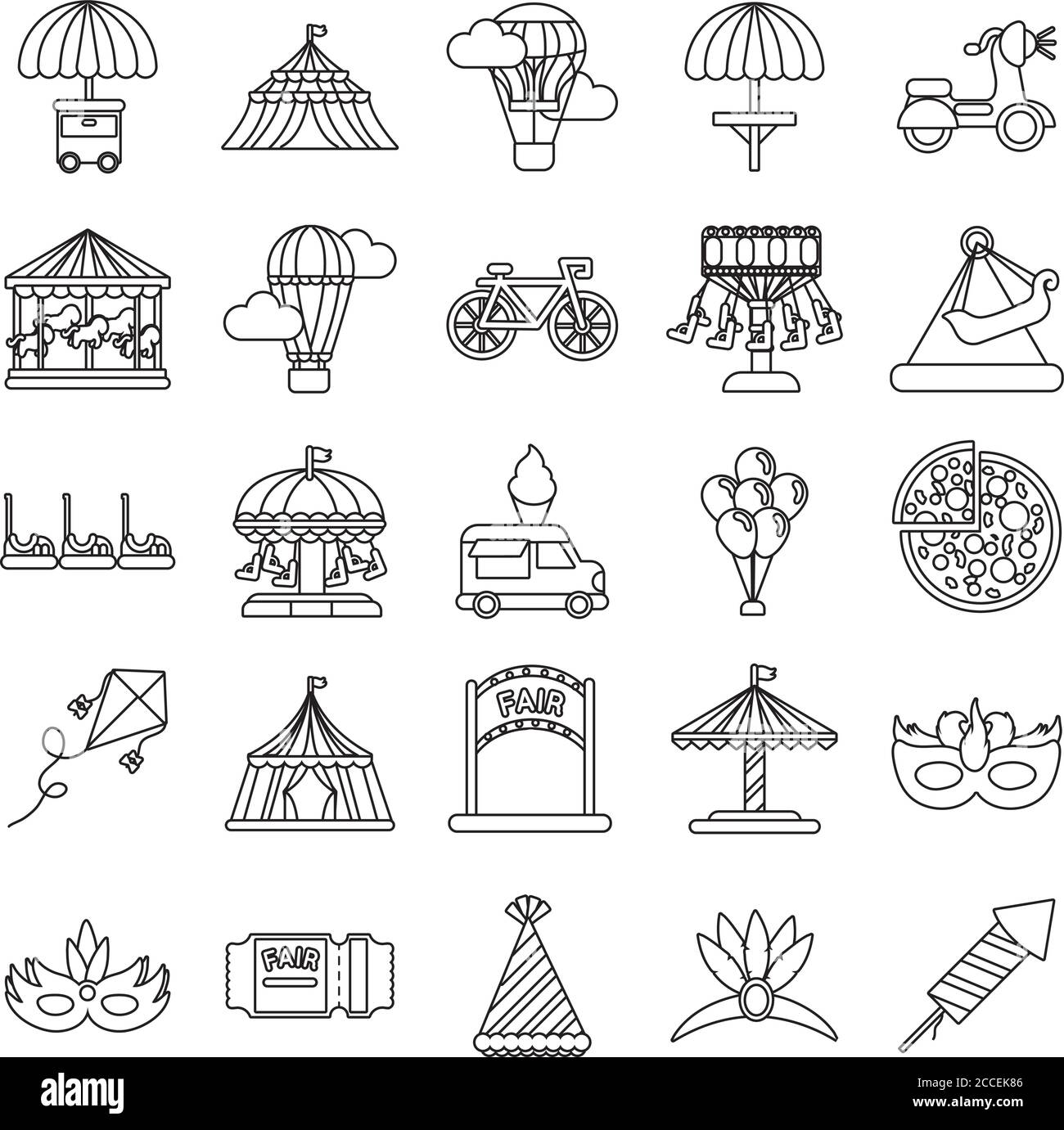 bundle of fair entertainment set icons vector illustration design Stock ...