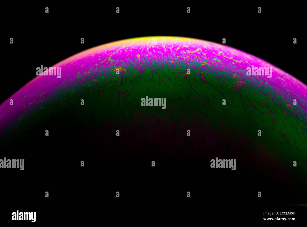 Colorful detail of an artificially illuminated bubble, detail of ...