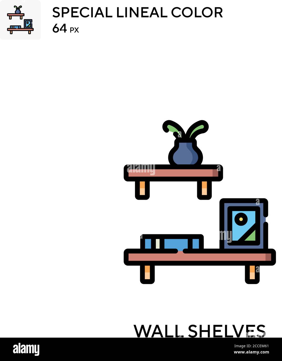 Wall shelves Special lineal color icon. Illustration symbol design ...