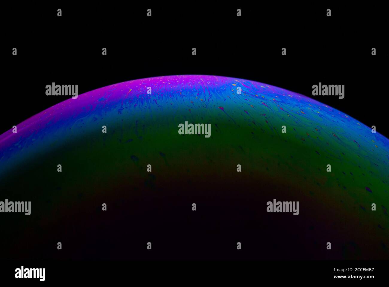 Colorful detail of an artificially illuminated bubble, detail of ...