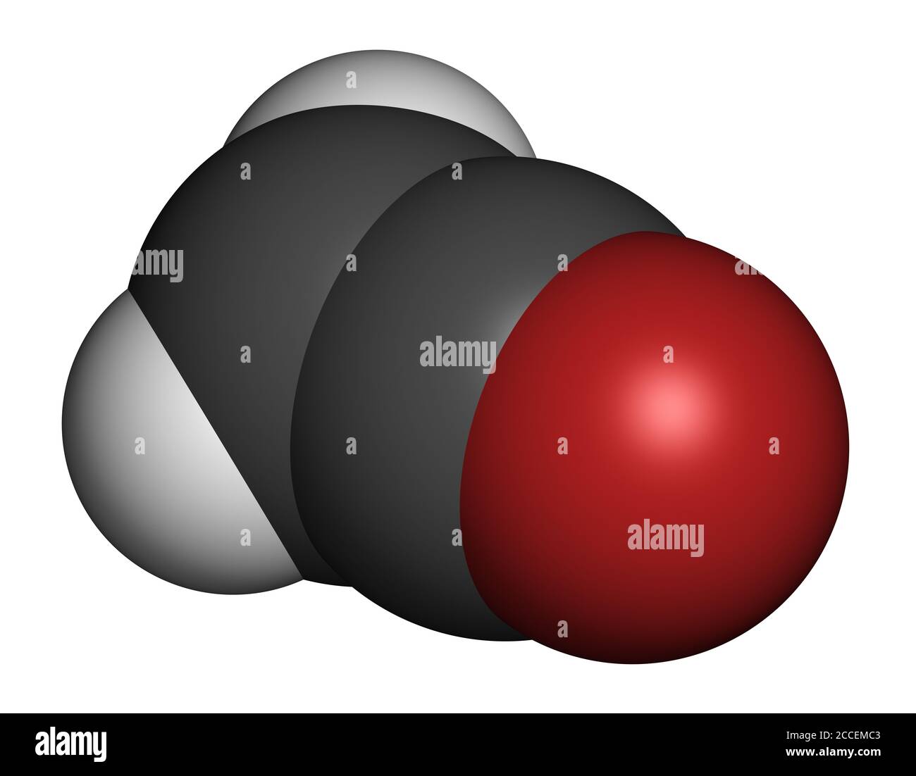 Ethenone or ketene molecule. 3D rendering. Atoms are represented as ...
