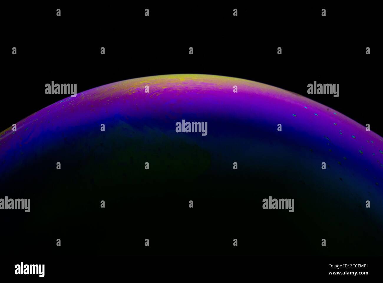 Colorful detail of an artificially illuminated bubble, detail of ...
