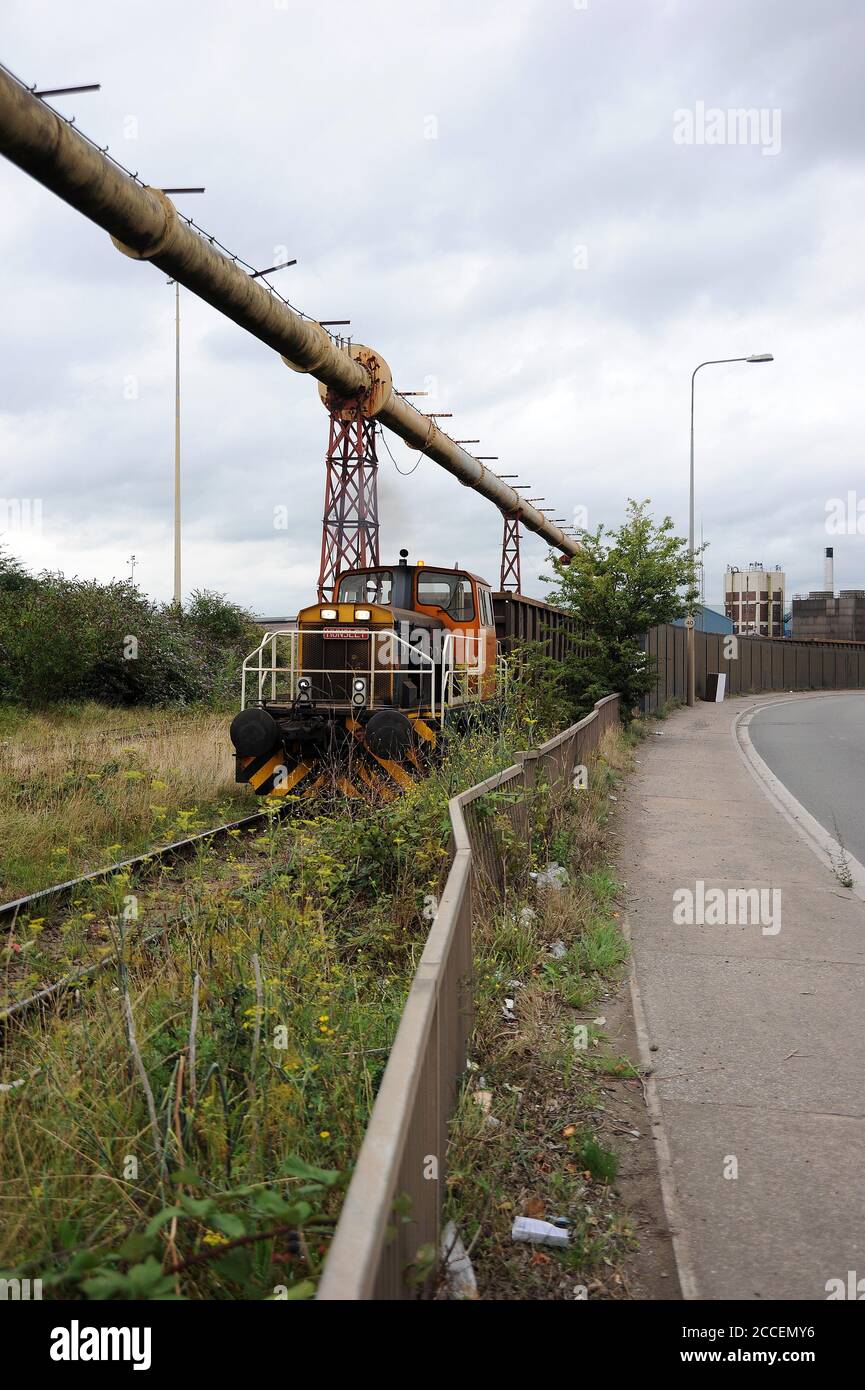 Tremorfa Steelworks locomotive shunting at the complex Stock Photo - Alamy
