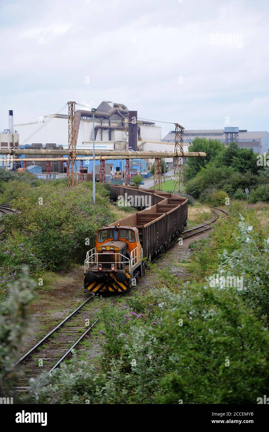 Tremorfa Steelworks locomotive shunting at the complex Stock Photo - Alamy