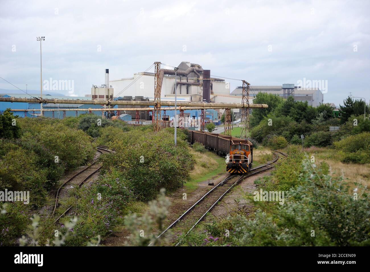 Tremorfa Steelworks locomotive shunting at the complex Stock Photo - Alamy