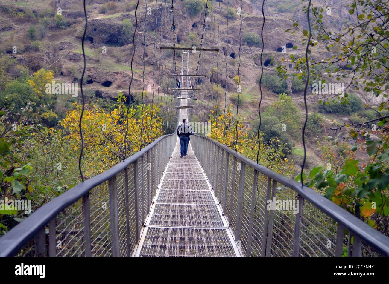 Armenia Goris Caves suspension bridge Stock Photo - Alamy