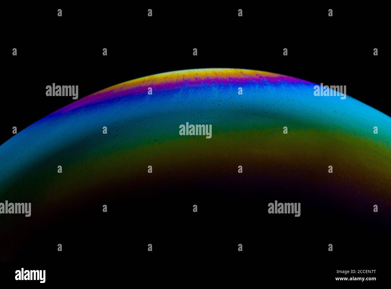 Colorful detail of an artificially illuminated bubble, detail of ...