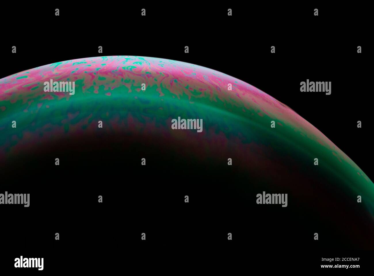 Colorful detail of an artificially illuminated bubble, detail of ...