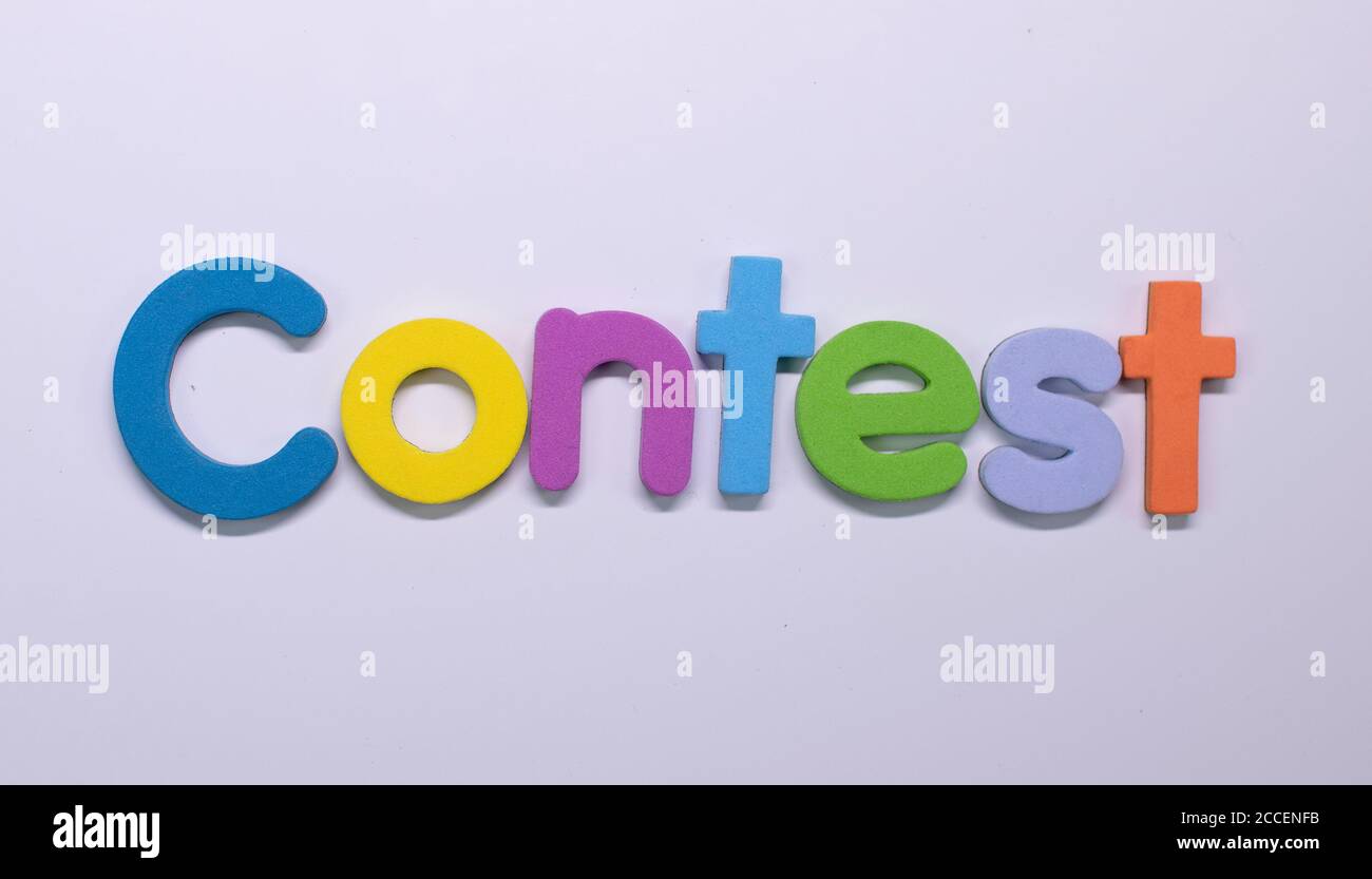 Word "Contest" written with color sponge Stock Photo - Alamy