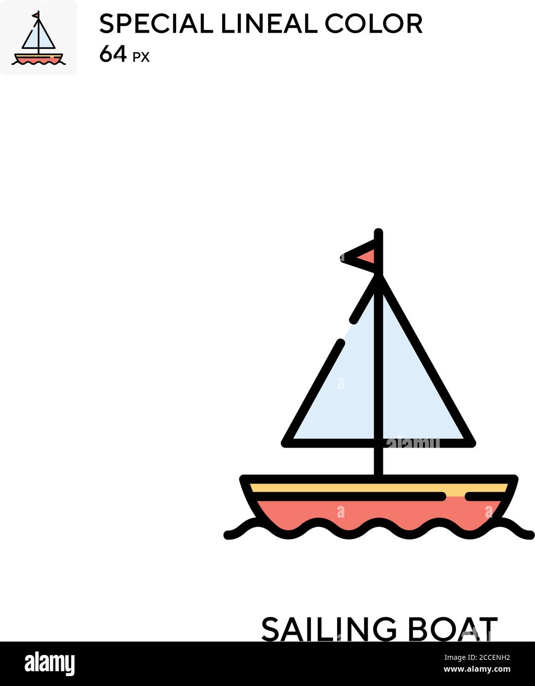 Sailing boat Special lineal color icon. Illustration symbol design ...