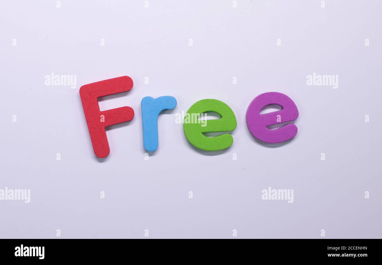Word "Free" written with color sponge Stock Photo - Alamy