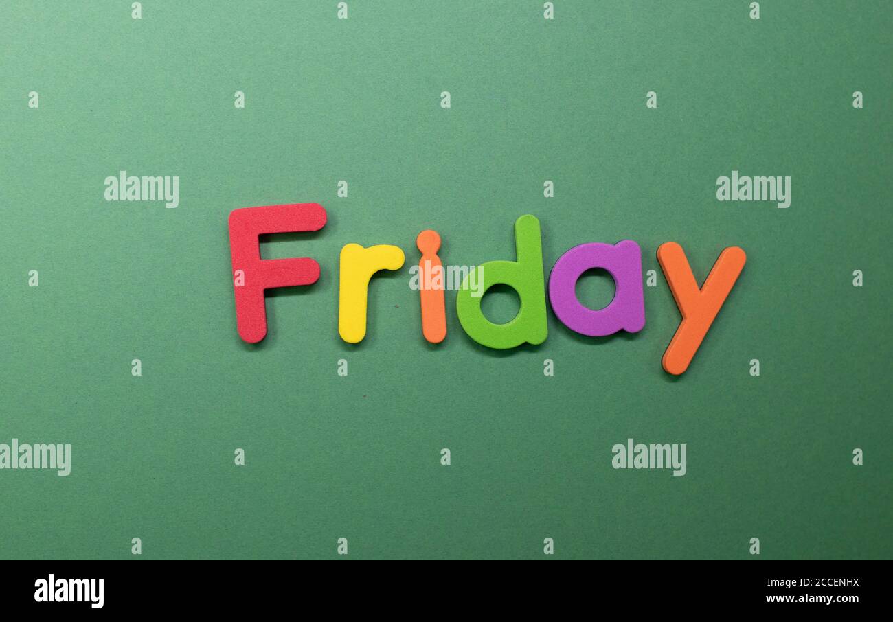 Word Friday written with color sponge Stock Photo - Alamy