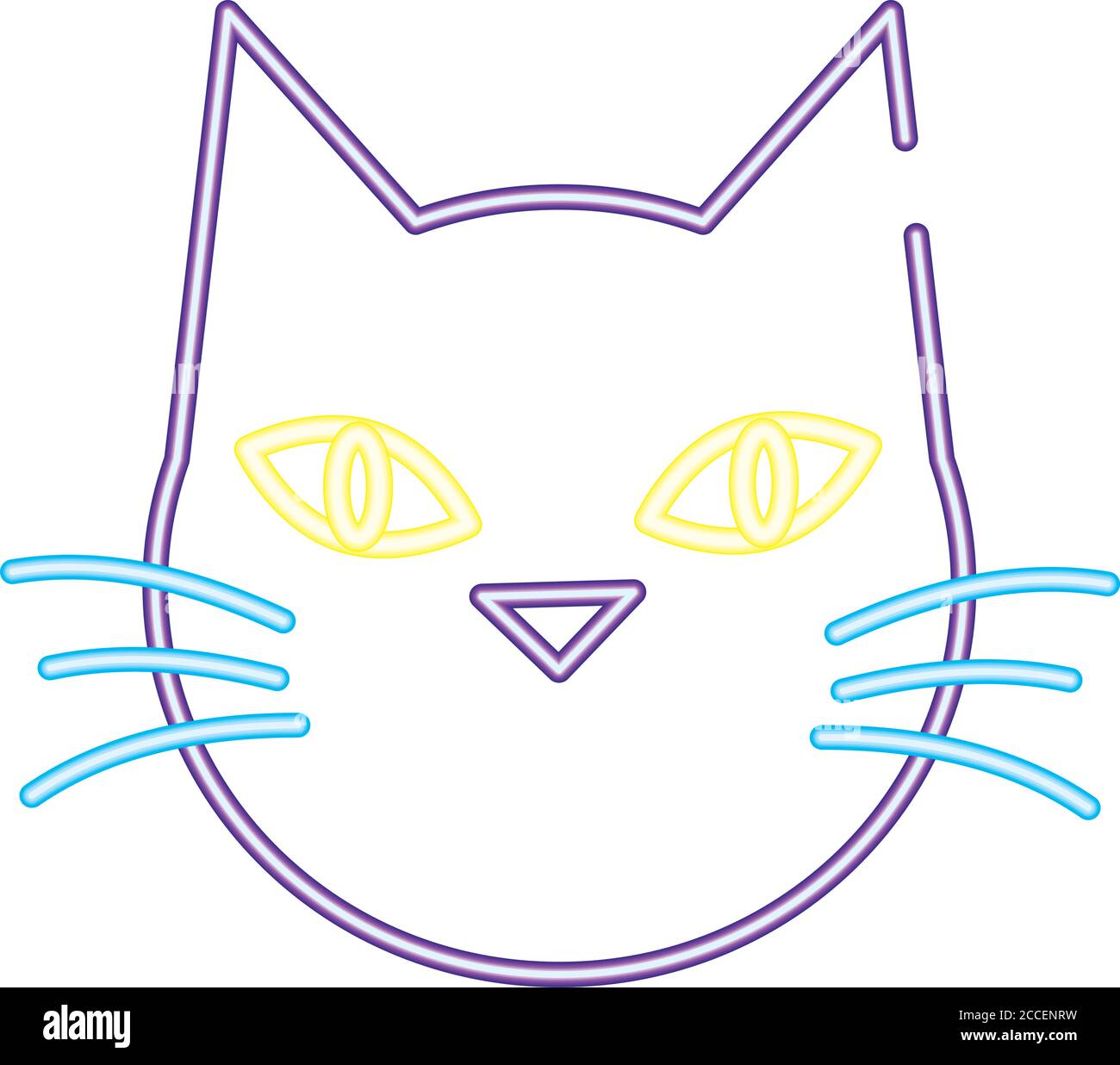 halloween cat black head neon style icon vector illustration design ...