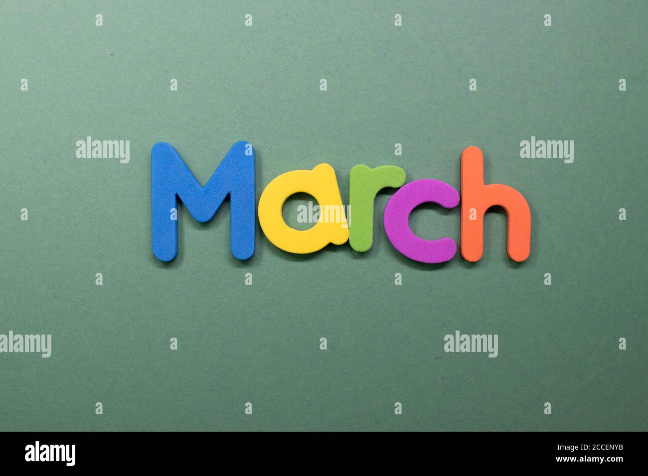 Word March written with color sponge Stock Photo - Alamy