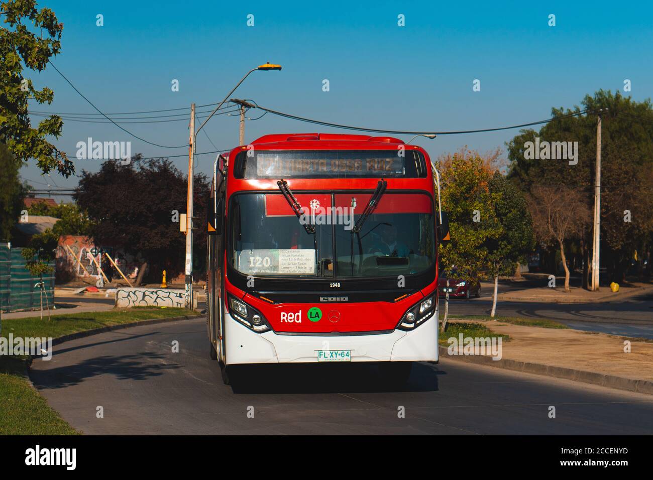 SANTIAGO, CHILE - FEBRUARY 2020: A Transantiago / Red Movilidad bus in ...