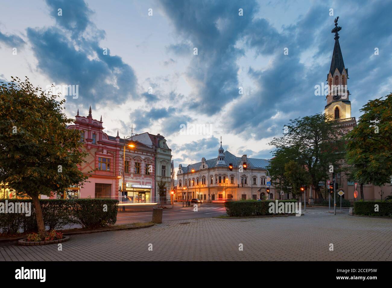 Lucenec, Slovakia - August 18, 2018: Church in the main square of ...