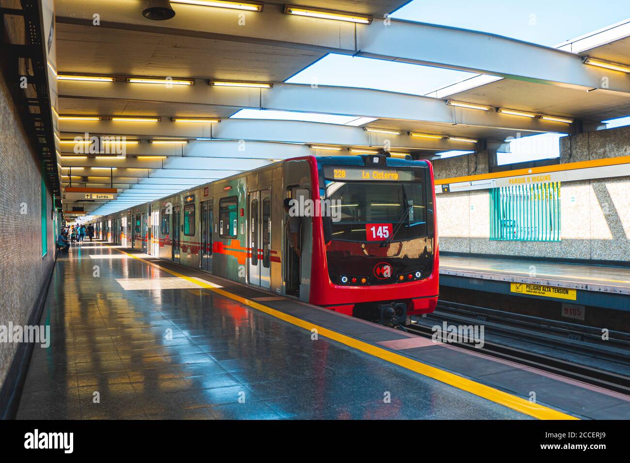 SANTIAGO, CHILE - MARCH 2020: A Metro de Santiago train at Line 2 Stock ...