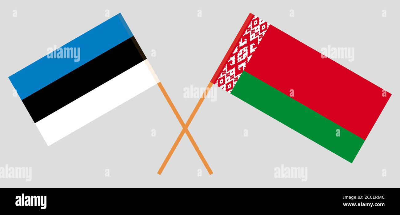 Crossed flags of Belarus and Estonia. Official colors. Correct proportion. Vector illustration ...