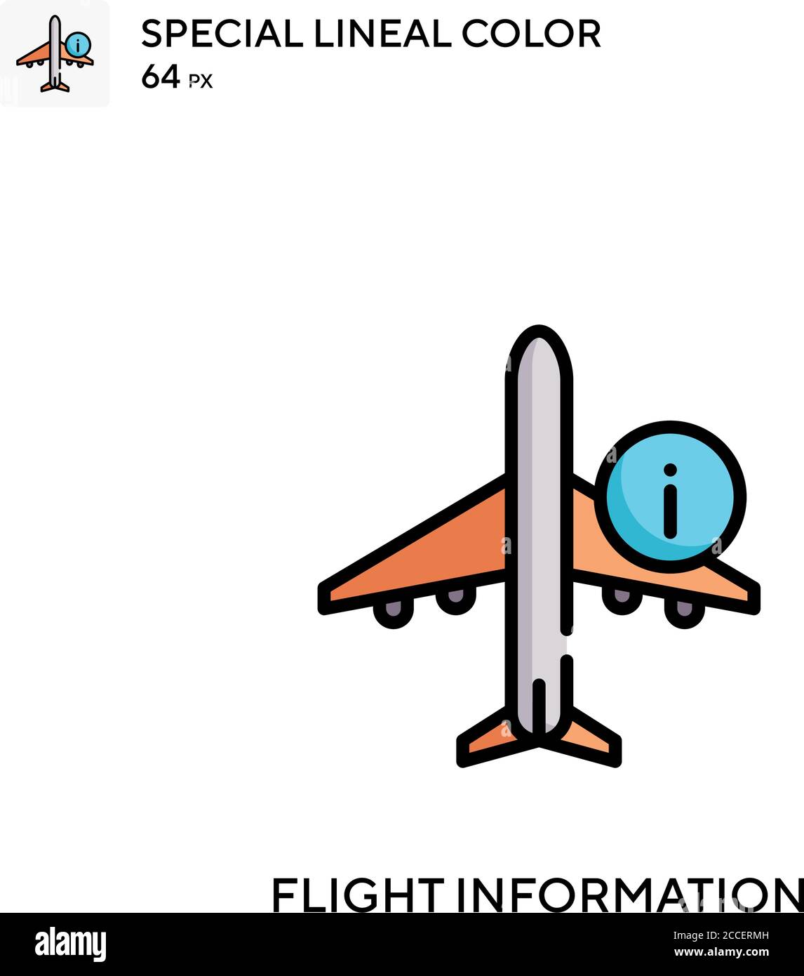 Flight information Special lineal color icon. Illustration symbol ...