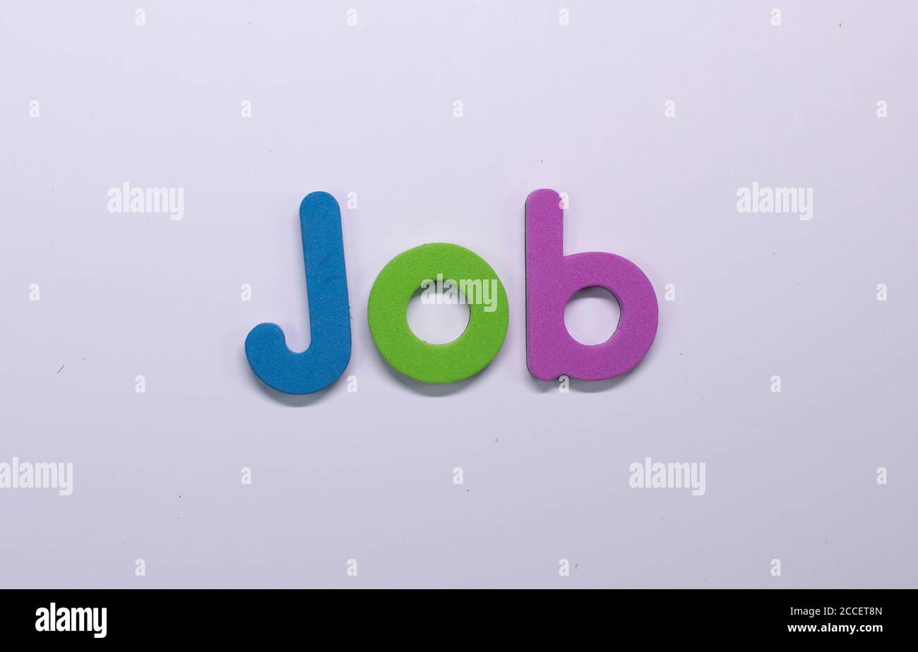 Word Job written with color sponge Stock Photo - Alamy