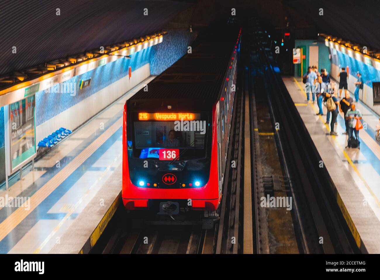 SANTIAGO, CHILE - MARCH 2020: A Metro de Santiago train at Einstein ...