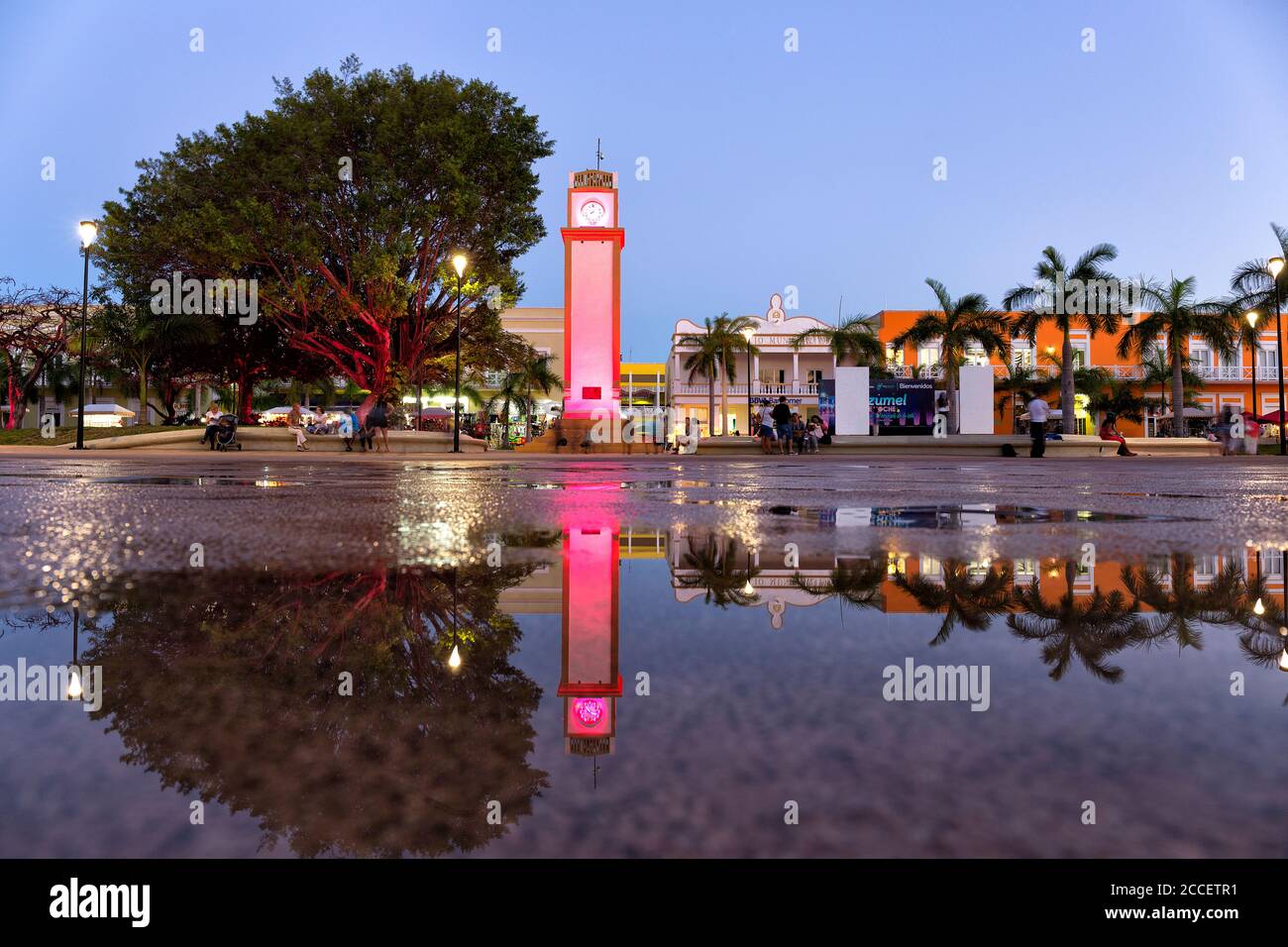 Clock tower dedicated to Governor Benito Juarez Cozumel Mexico Stock ...