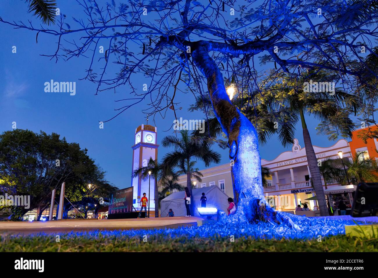 Clock tower dedicated to Governor Benito Juarez Cozumel Mexico Stock ...