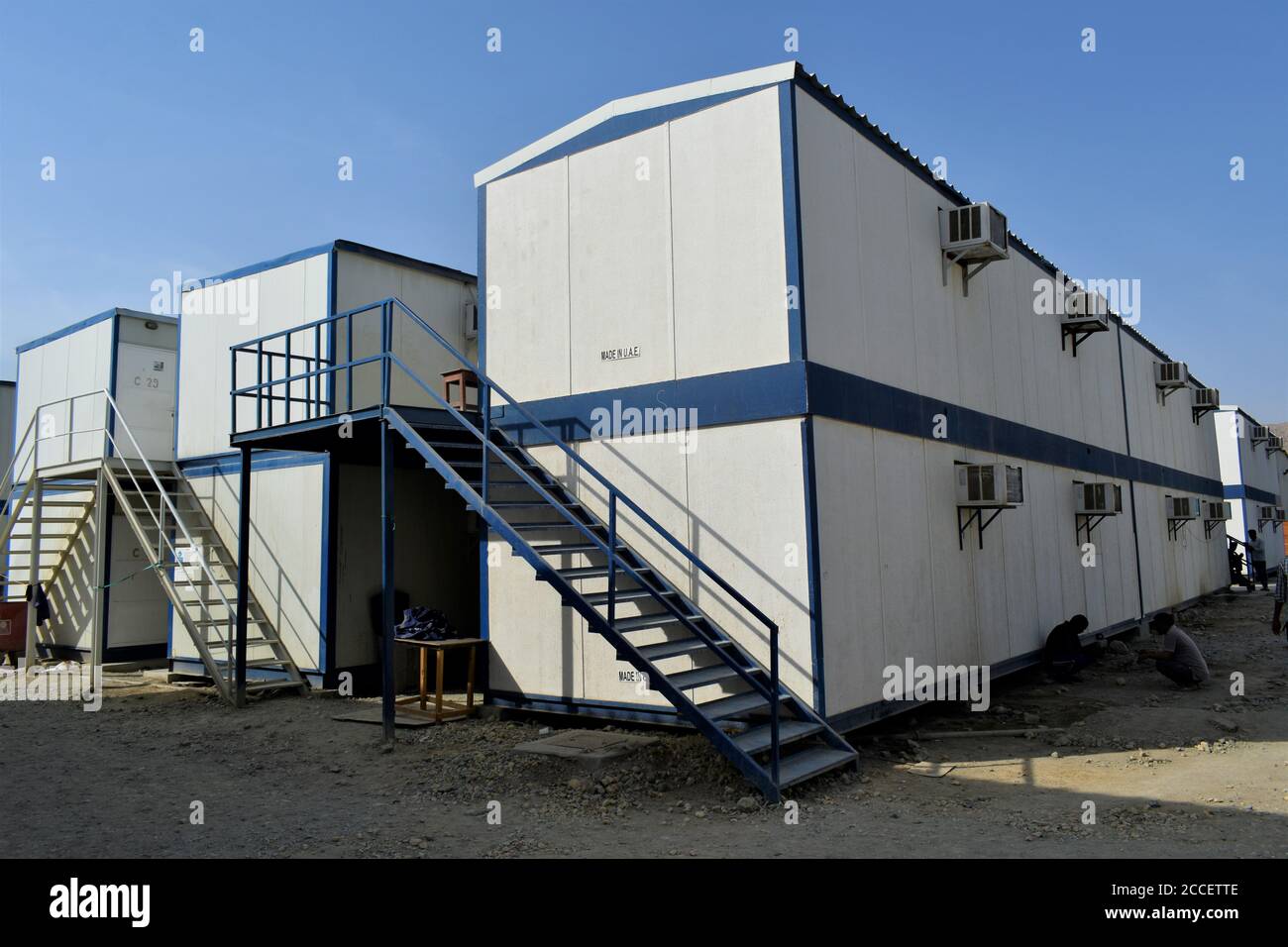 cabins in industrial site or office container in construction Stock ...