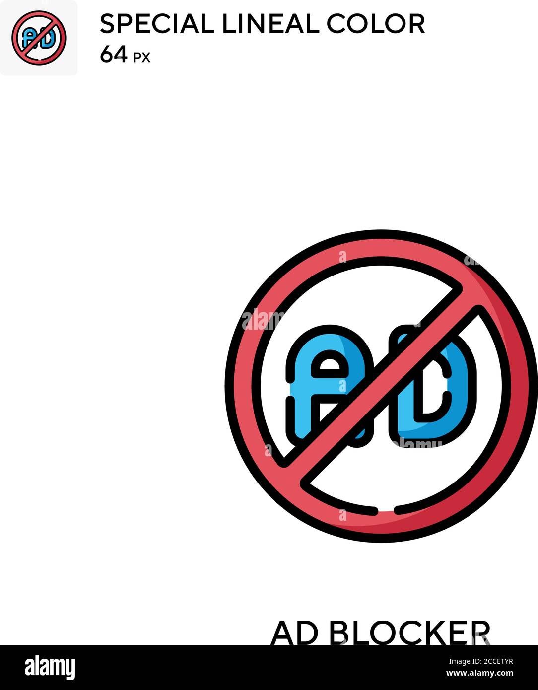 Ad blocker Special lineal color icon. Illustration symbol design ...