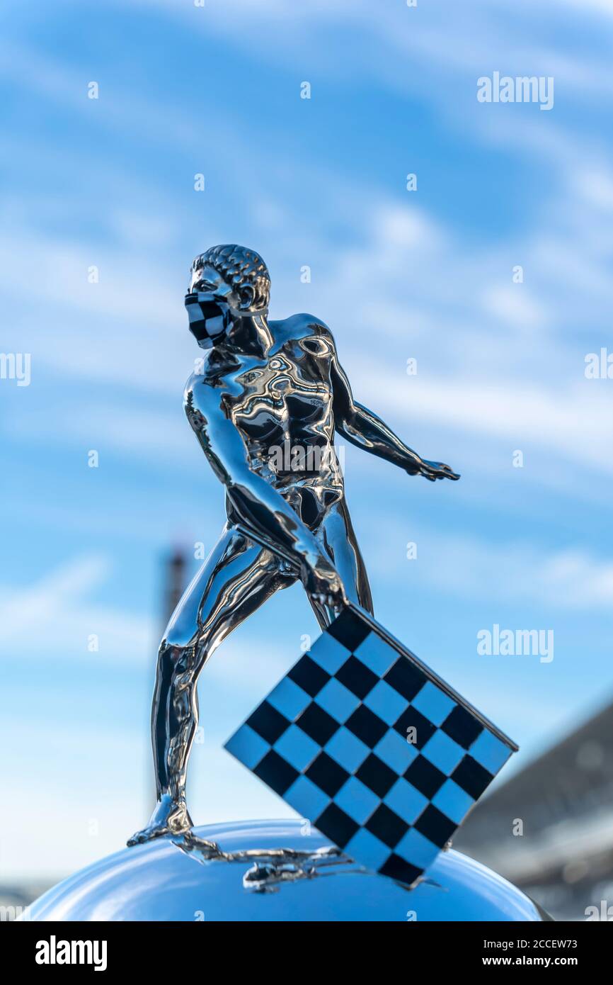 Indianapolis, Indiana, USA. 21st Aug, 2020. The Borg Warner Trophy goes ...