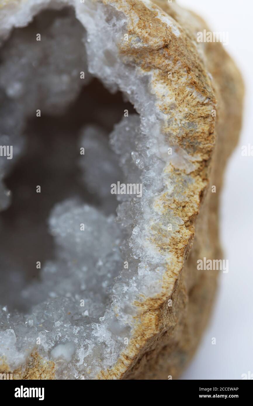 Looking Inside A Quartz Geode Stock Photo - Alamy