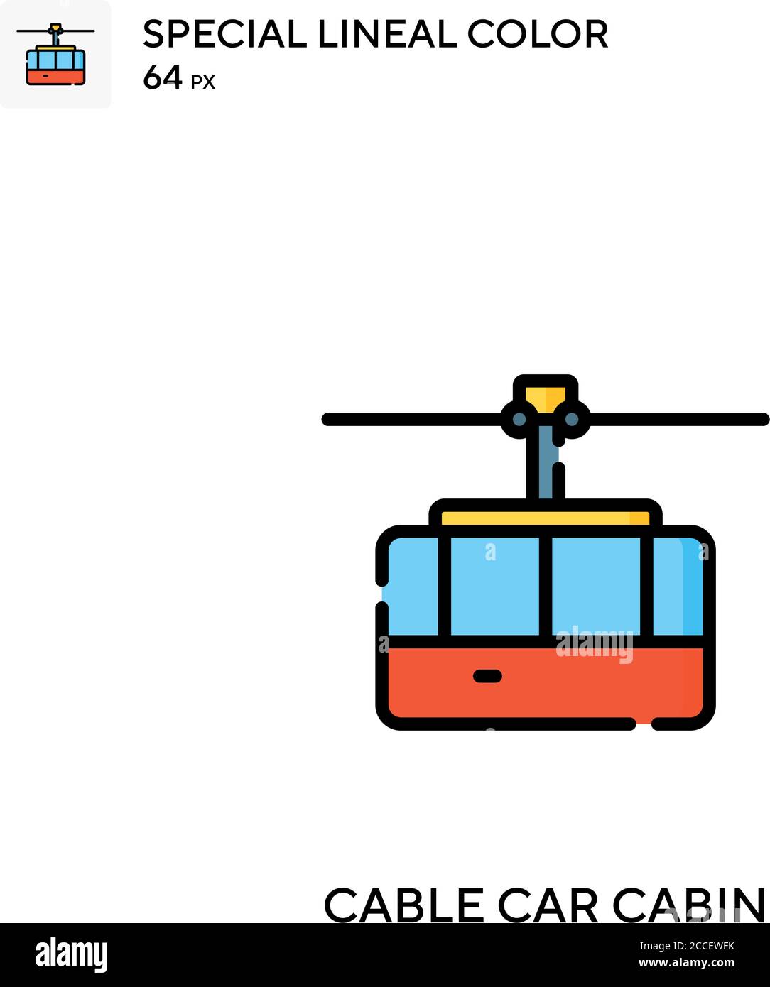 Cable car cabin Special lineal color icon. Illustration symbol design ...