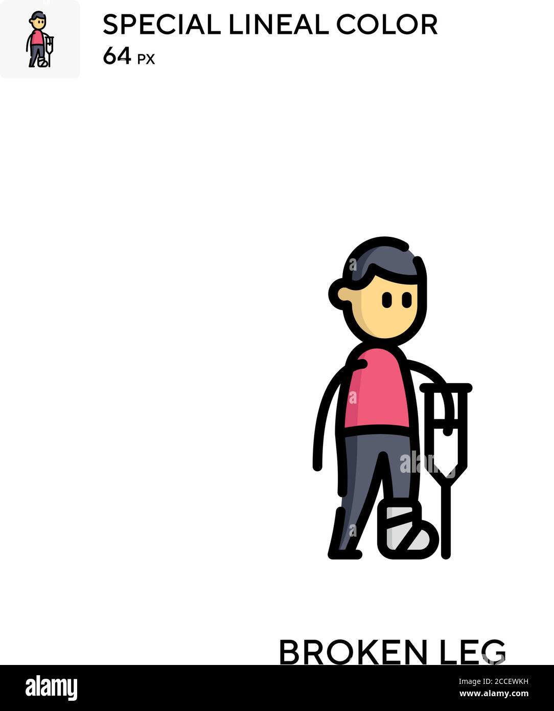 Broken leg Special lineal color icon. Illustration symbol design ...