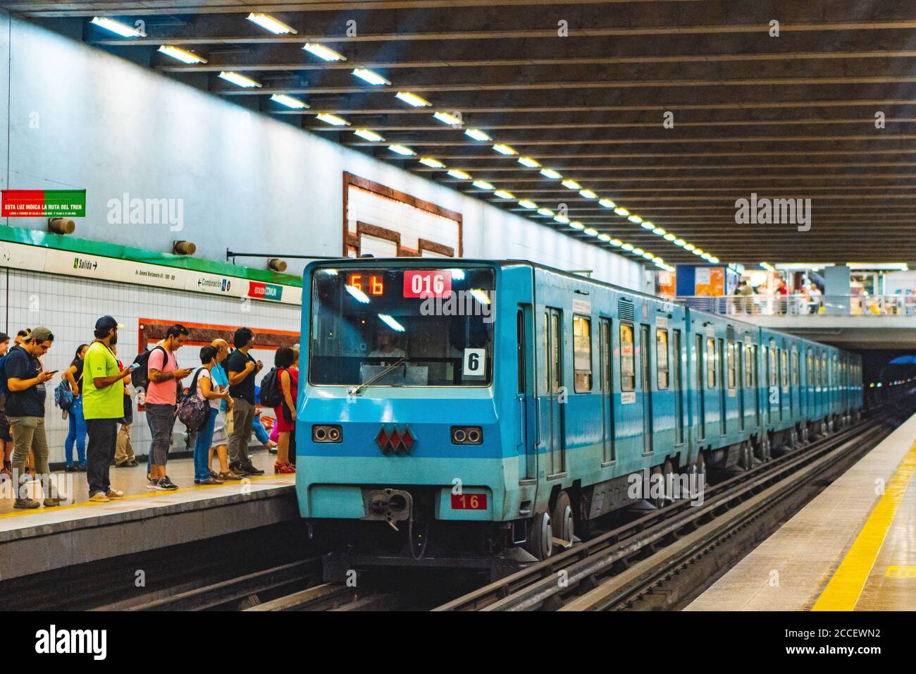 sANTIAGO, CHILE - MARCH 2020: A metro de Santiago train at Irarrázaval ...