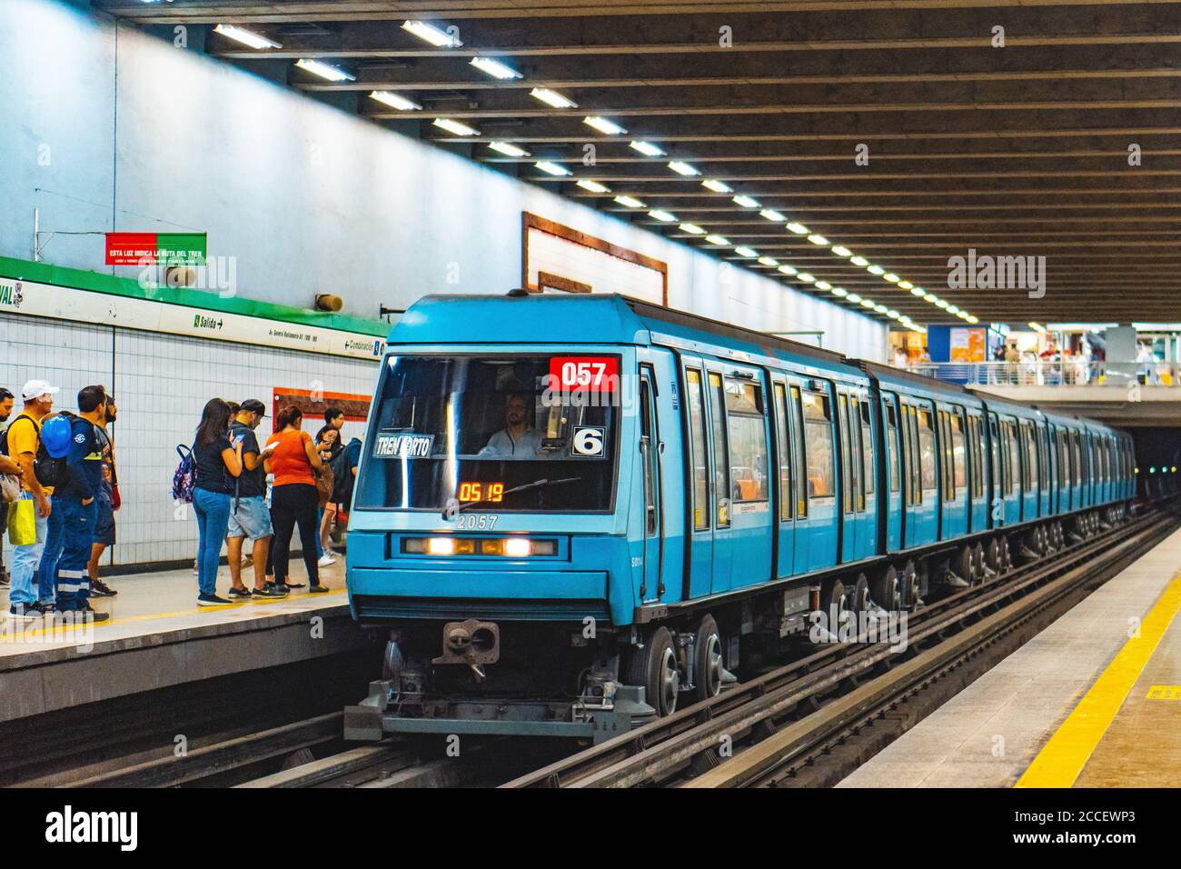 sANTIAGO, CHILE - MARCH 2020: A metro de Santiago train at Irarrázaval ...