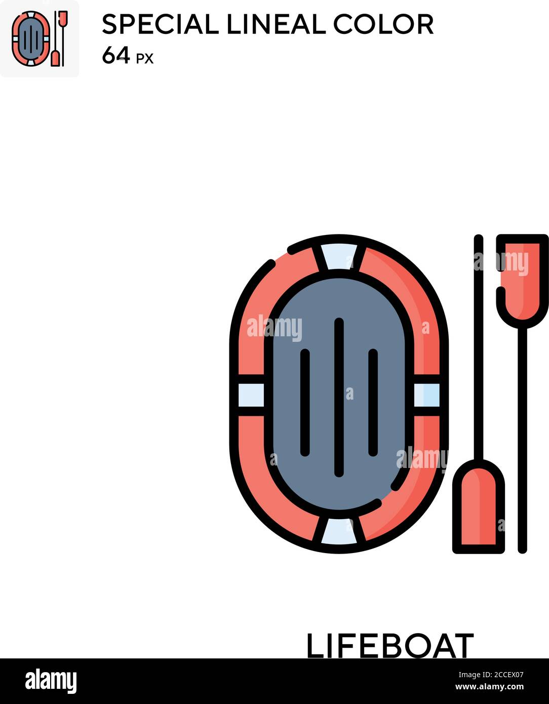 Lifeboat Special lineal color icon. Illustration symbol design template for web mobile UI ...