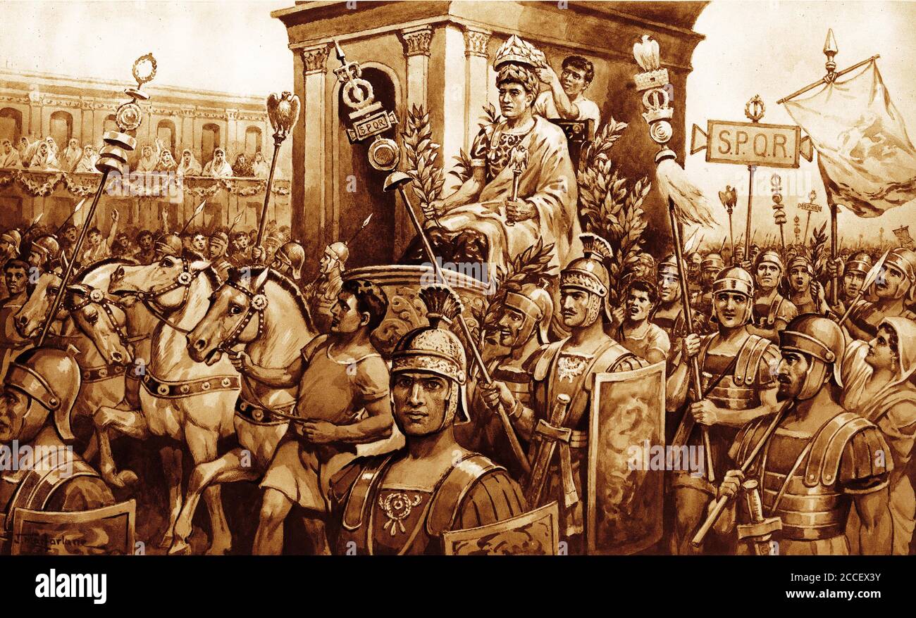 Halftone of a Roman triumphal march. From a set of school posters for ...