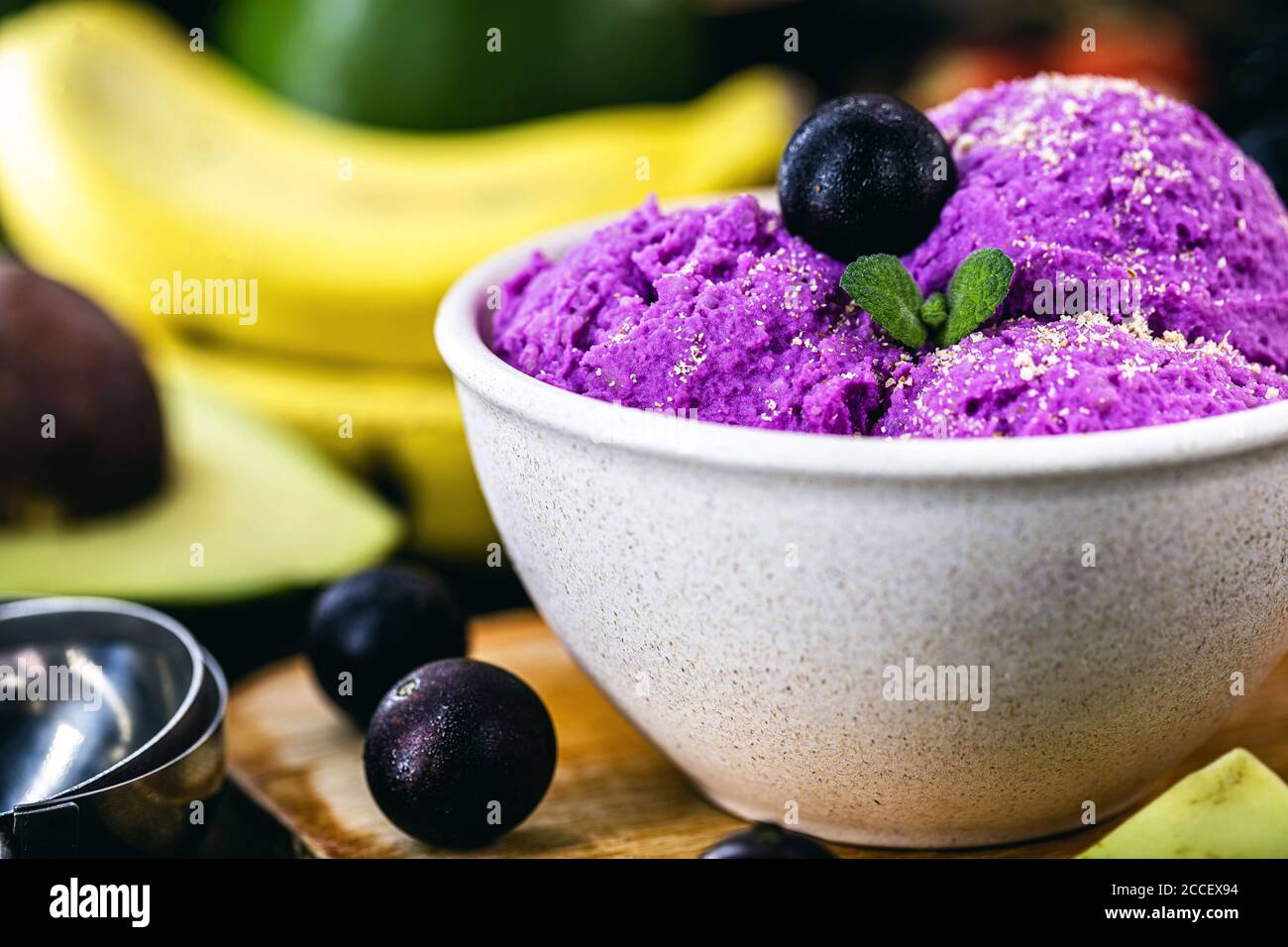 homemade Brazilian fruit ice cream called jabuticaba or jaboticaba ...