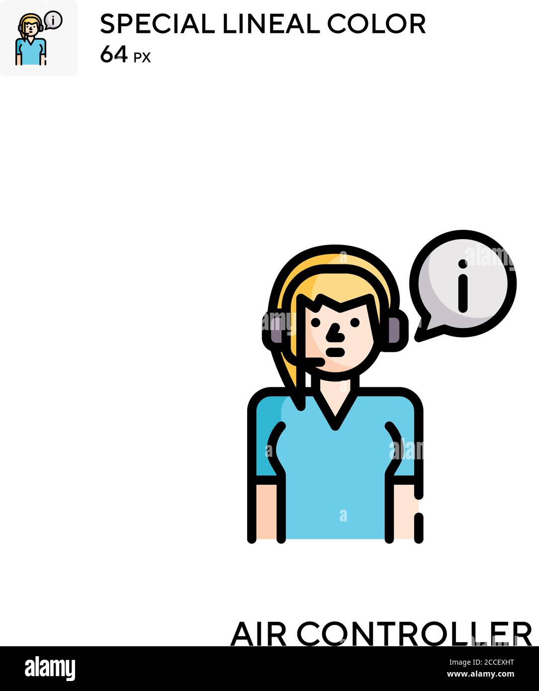 Air controller Special lineal color icon. Illustration symbol design template for web mobile UI ...