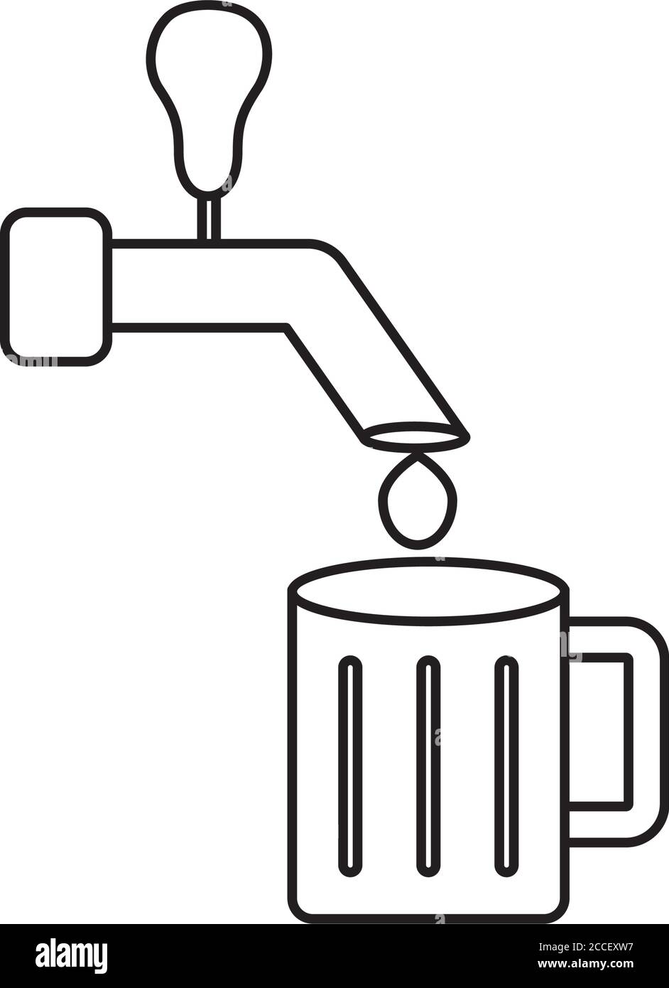 tap and beer mug icon over white background, line style, vector ...