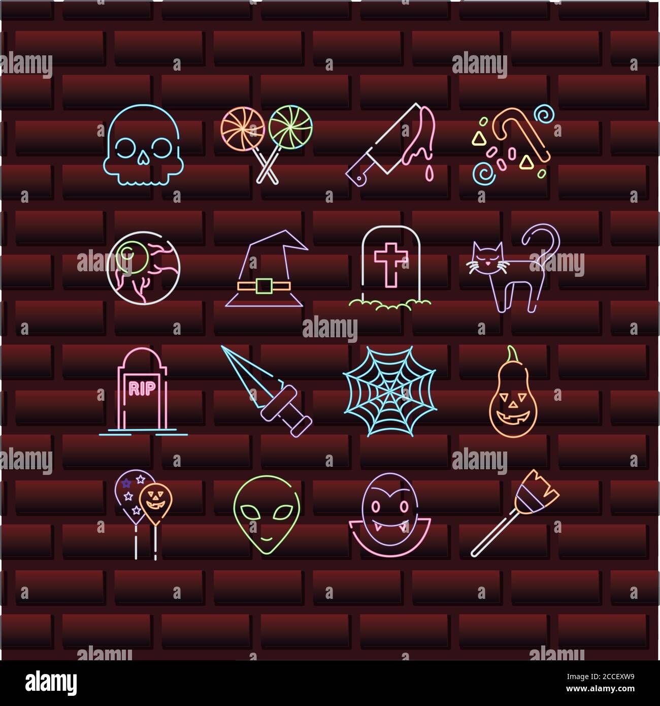 bundle of sixteen halloween set collection icons vector illustration ...