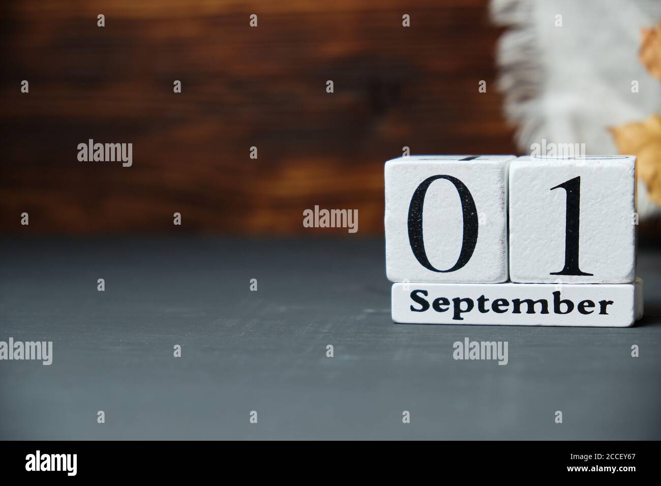 first day of autumn month calendar september with copy space Stock ...
