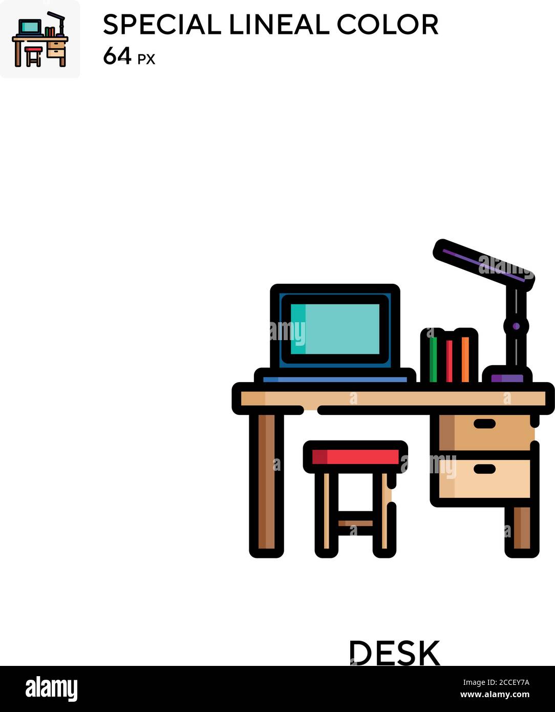 Desk Special lineal color icon. Illustration symbol design template for ...
