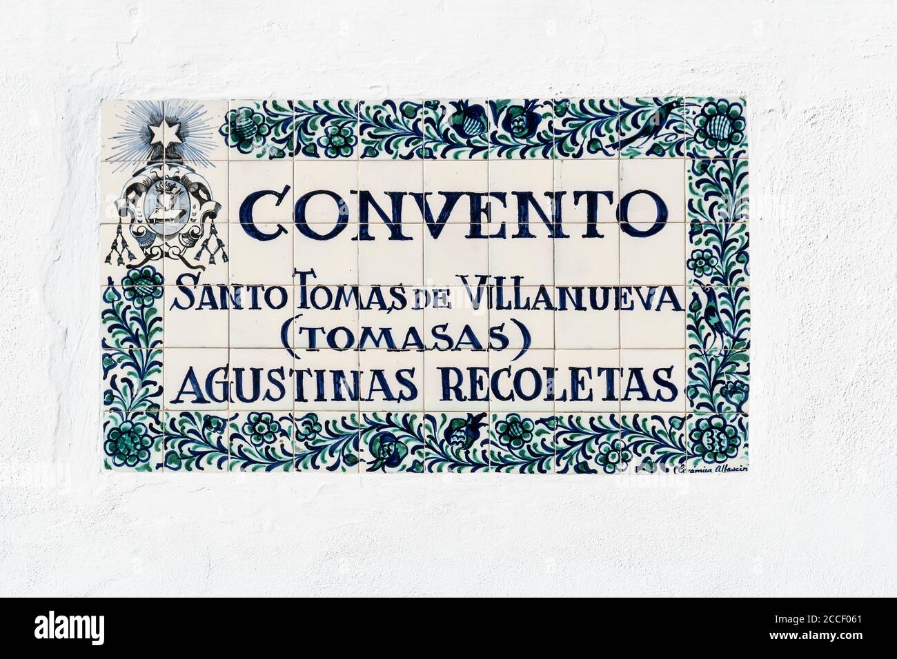 Granada (Spain), Albaicin district, sign, St. Thomas-Convent Stock ...