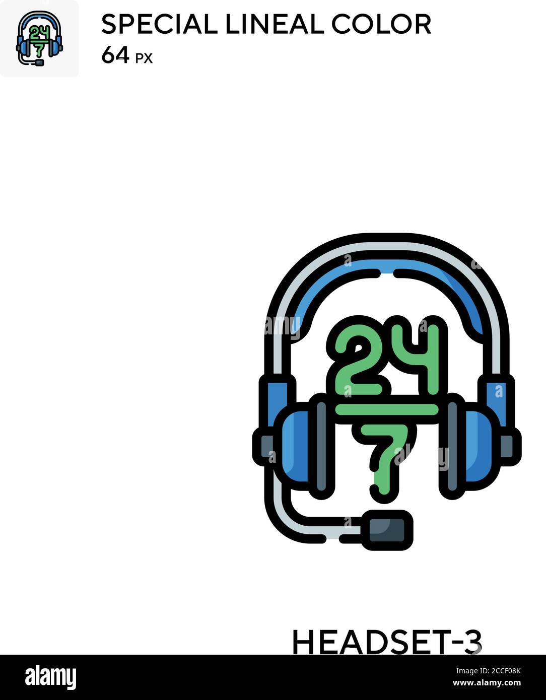 Headset-3 Special lineal color icon. Illustration symbol design template for web mobile UI ...