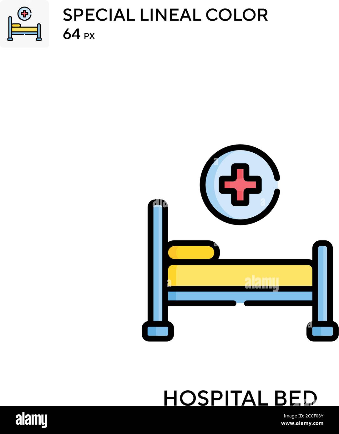 Hospital bed Special lineal color icon. Illustration symbol design ...