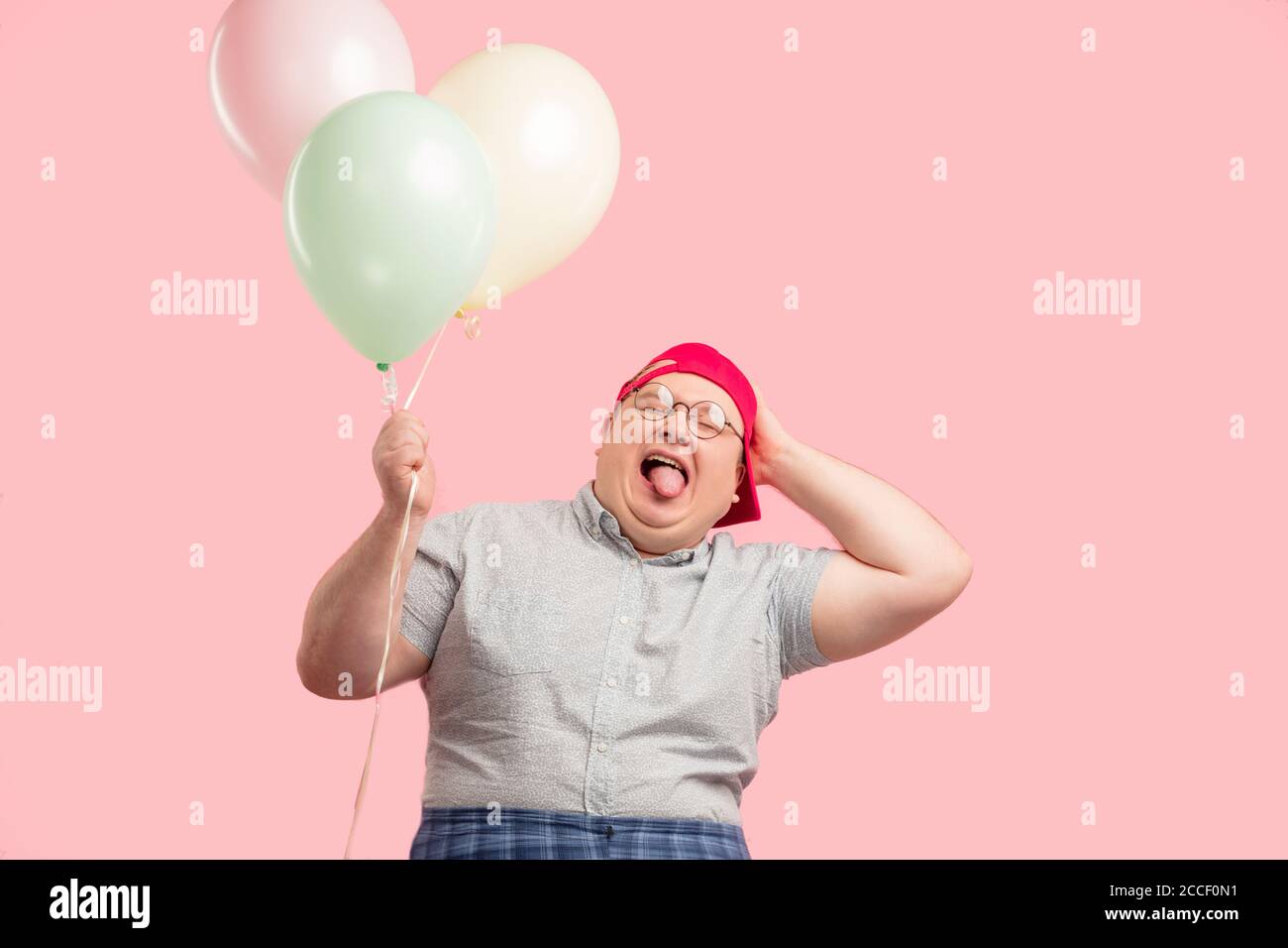 Funny adorable tubby animator, man from mini club, with vivid emotions ...